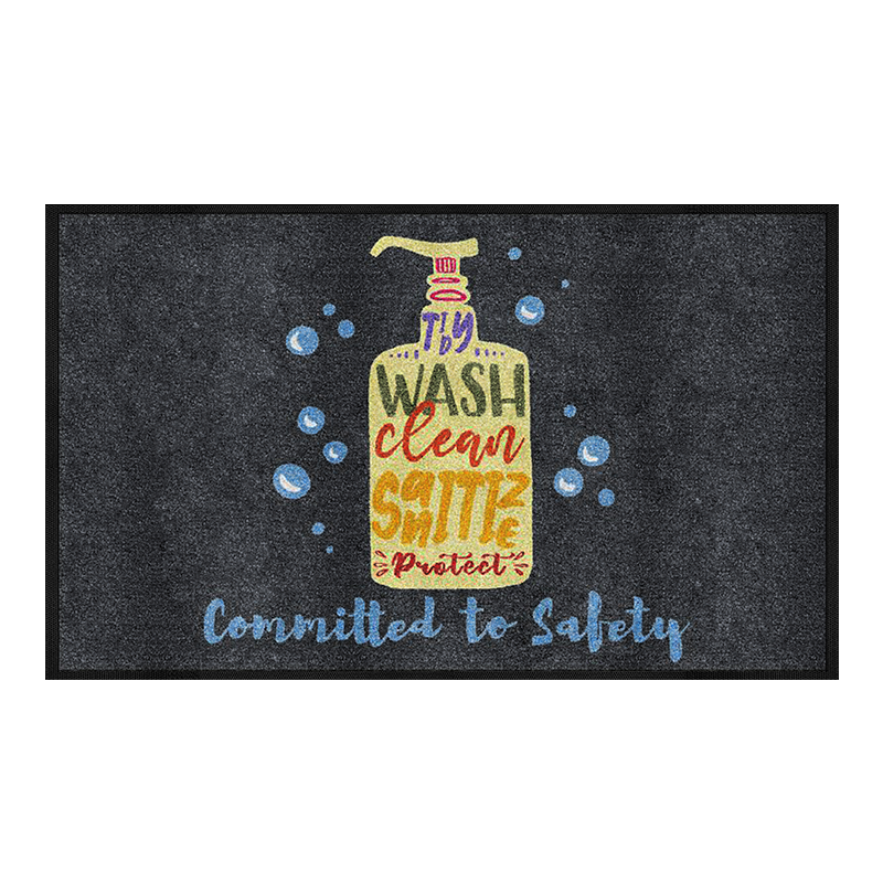 Wash Clean Sanitize Protect Committed to Safety Message Mat horizontal ...