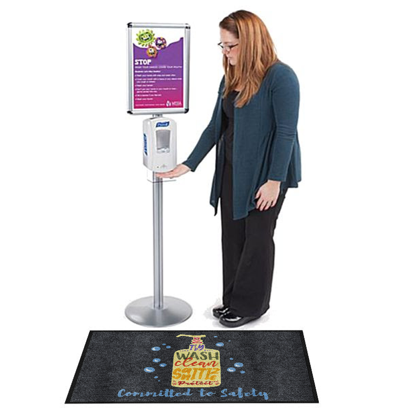 Wash Clean Sanitize Protect Committed to Safety Message Mat horizontal ...